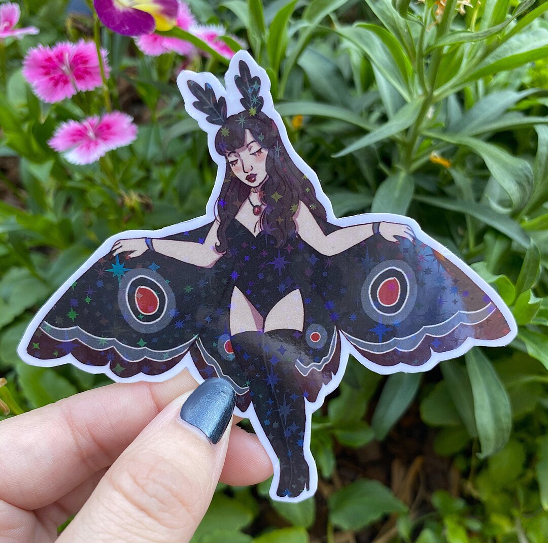 Mothman Pinup Girl Holographic Sticker Waterproof Vinyl Sticker - Etsy