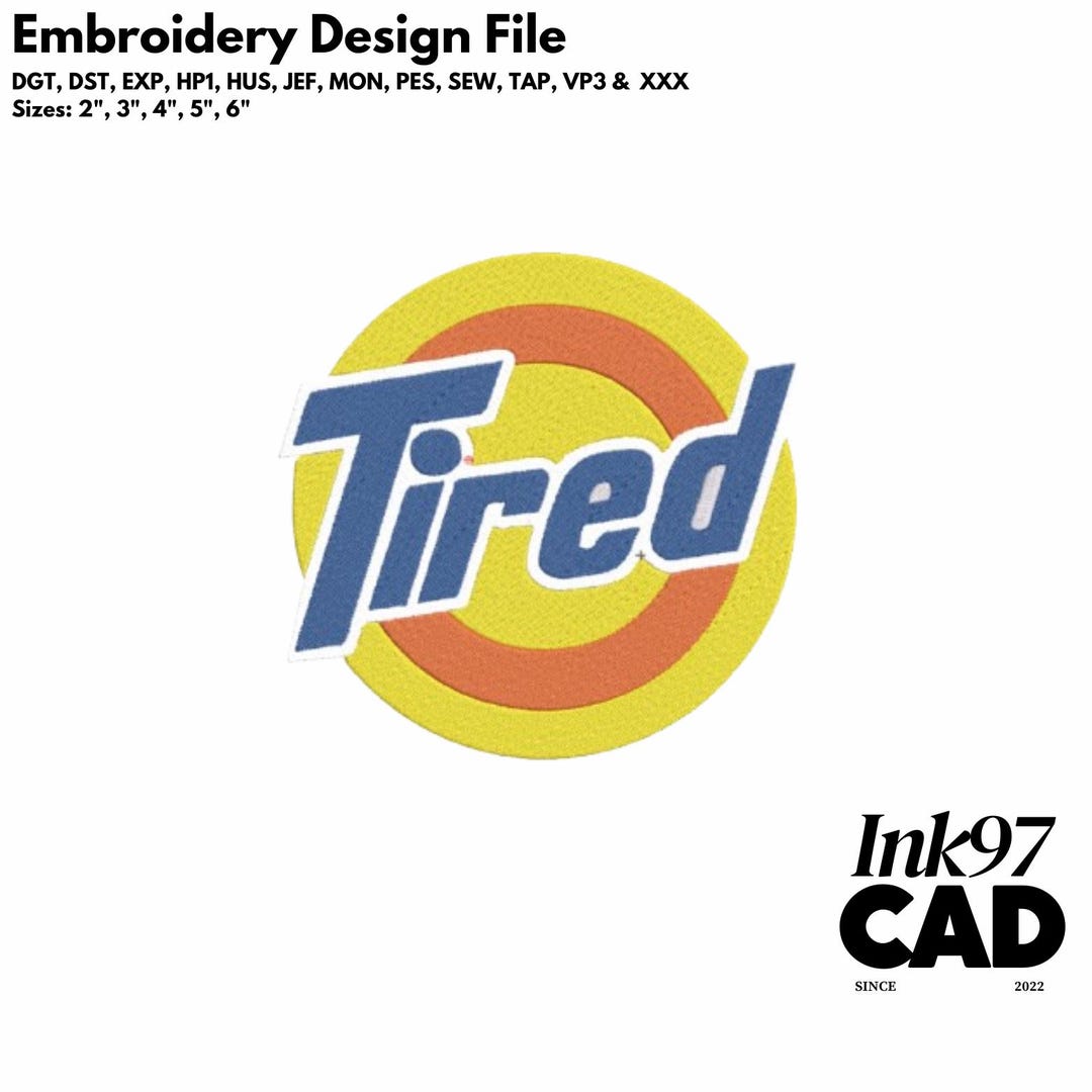 Tired Logo Embroidery Design - Etsy