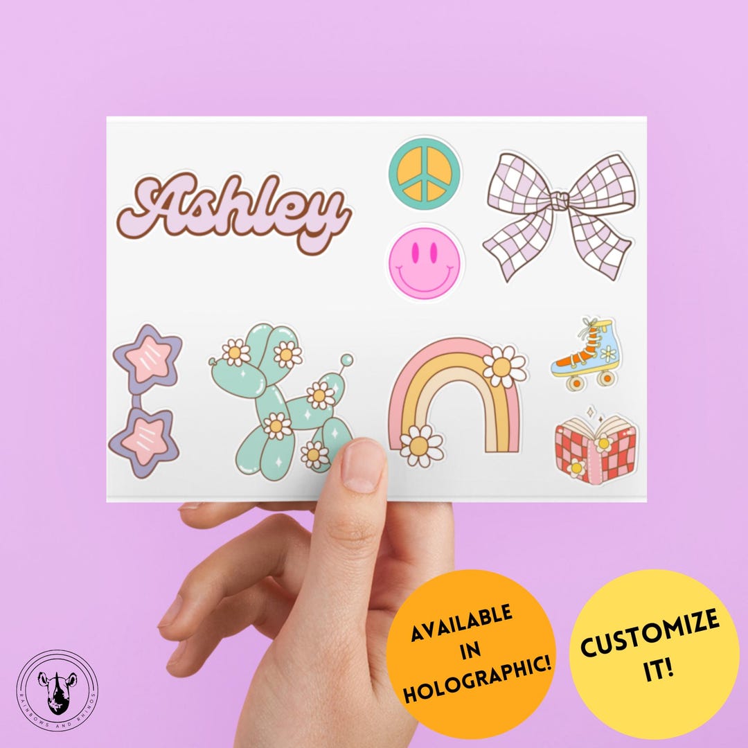 Personalized Groovy Retro Sticker Pack, Sticker Sheets for Kids ...