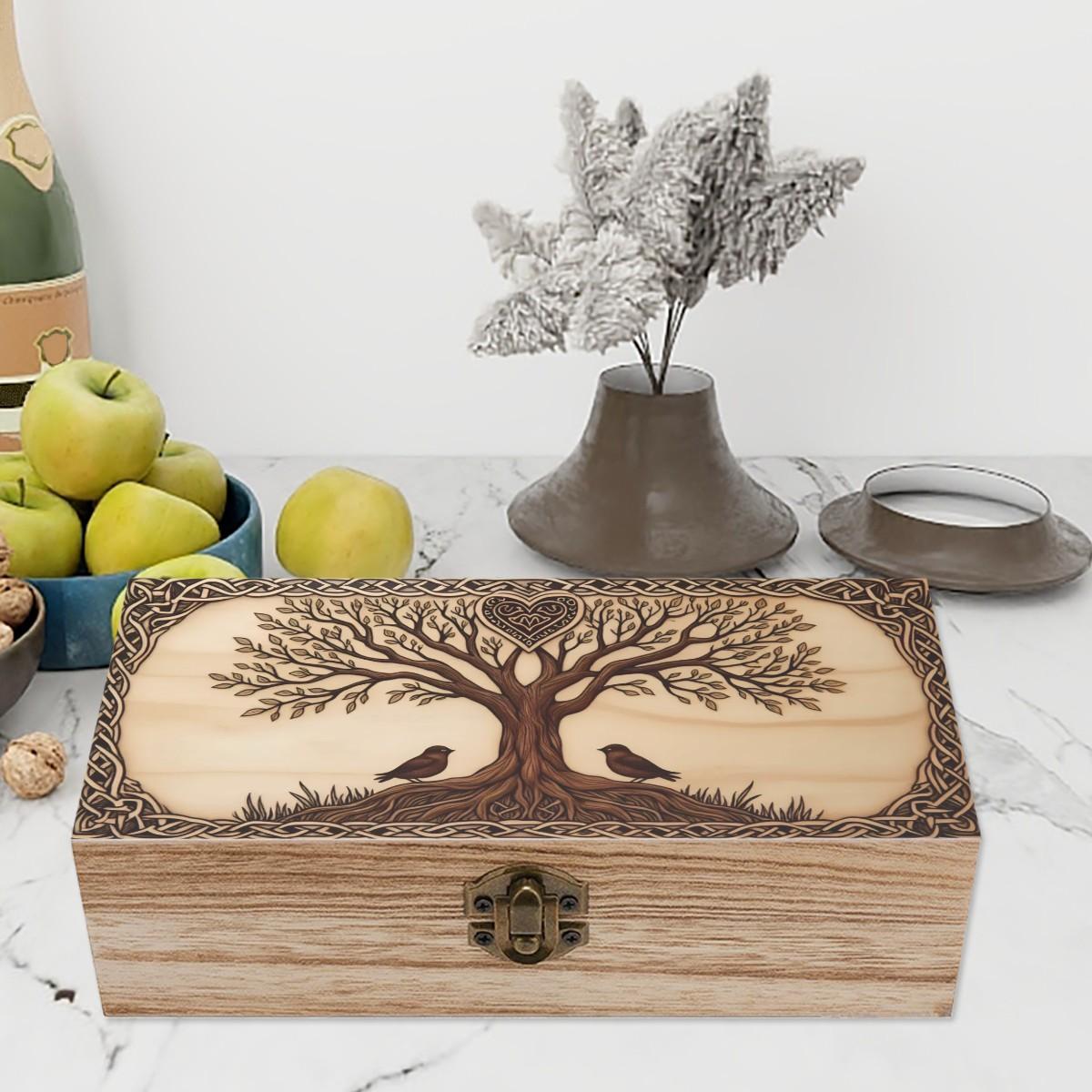 Celtic Tree of Life Wooden Keepsake Box – Love Birds Jewelry Box ...