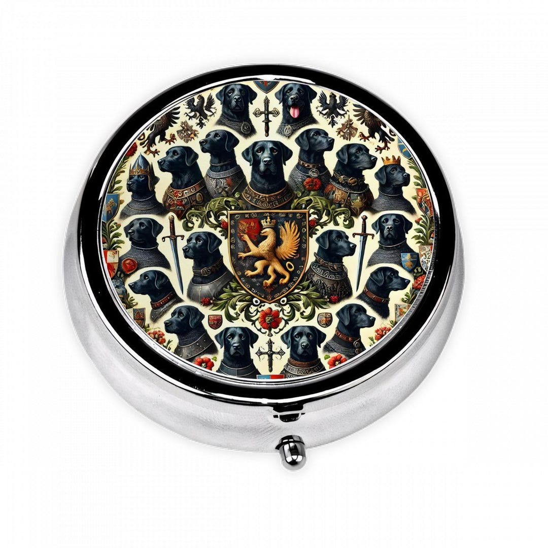 Medieval Black Lab Knight Pill Box – Noble Dog Coat of Arms Trinket ...