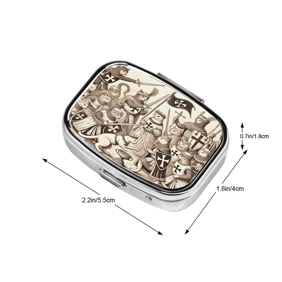 Medieval Cat Knights Pill Box – Vintage Crusader Cats and Dog Battle ...
