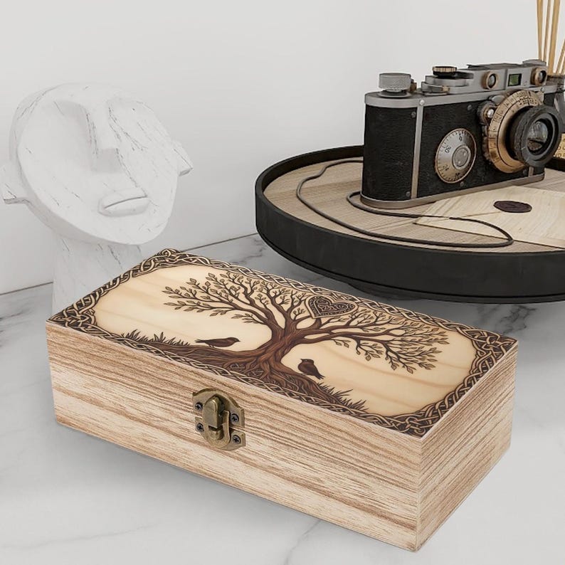 Celtic Tree of Life Wooden Keepsake Box – Love Birds Jewelry Box ...