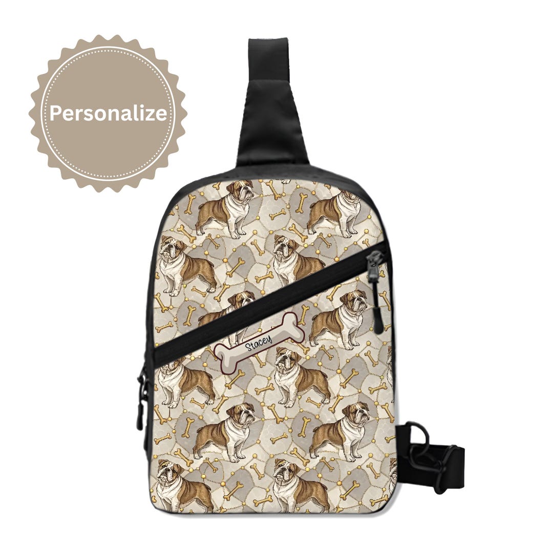 Personalized Bulldog Sling Bag – Custom Name Dog Crossbody Backpack ...