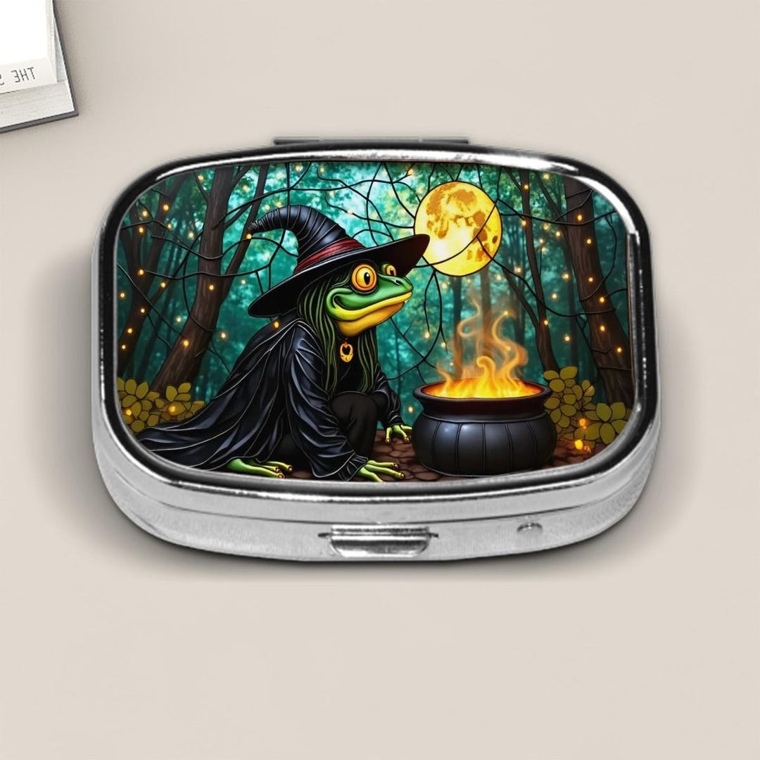 Witch Frog Pill Box – Enchanted Forest Cauldron Scene – Spooky Cute ...