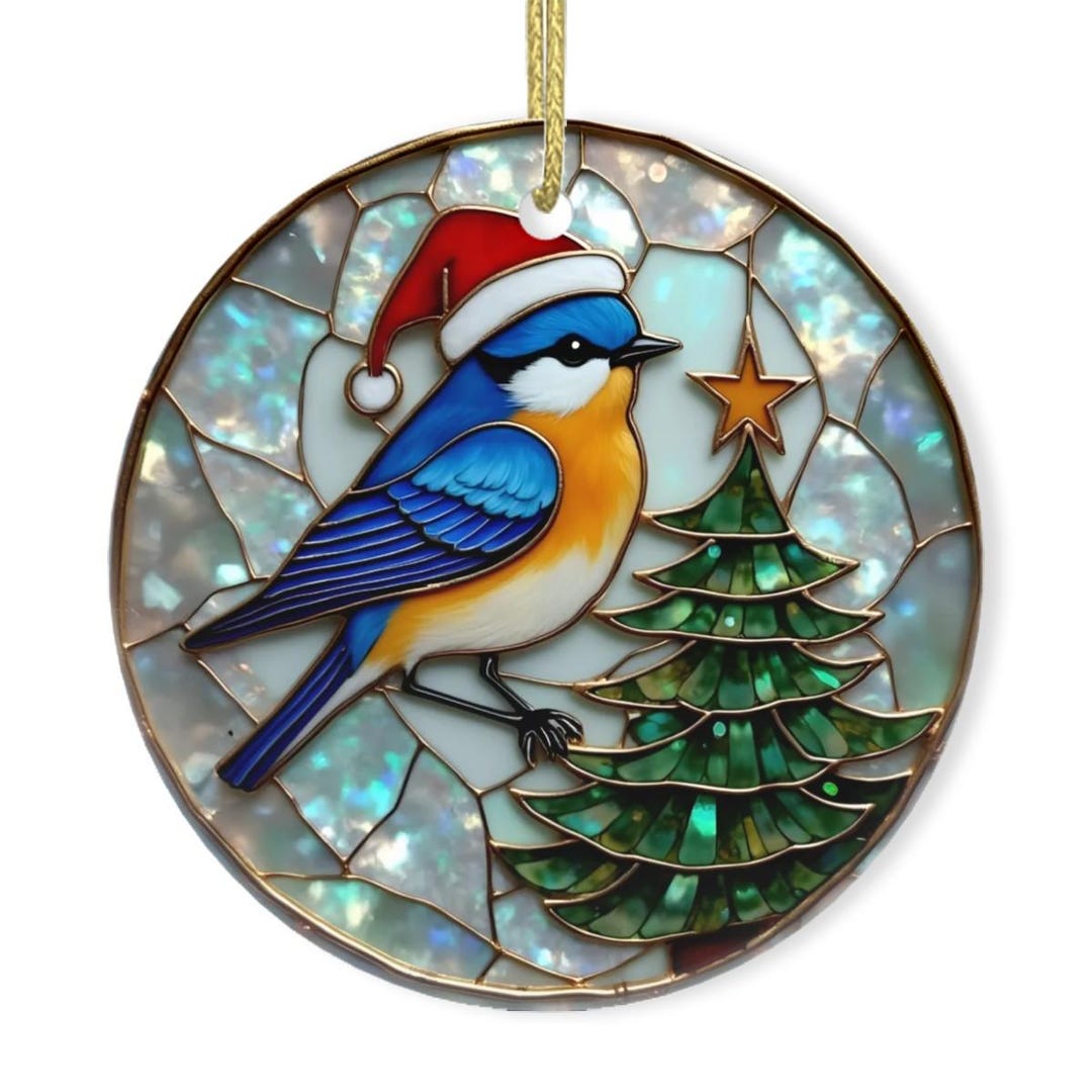 Christmas Bluebird Ornament – Ceramic Holiday Tree Decoration With ...