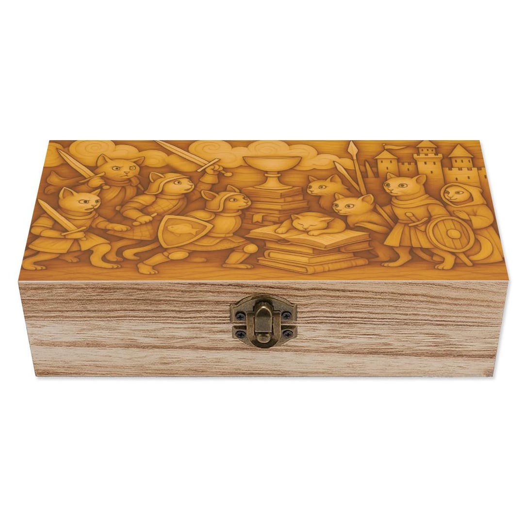 Medieval Cat Quest Wooden Keepsake Box – Holy Grail Fantasy Scene ...