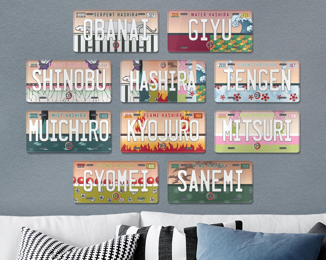 Set of Hashira License Plates. Aluminum Vanity Plate Bundle, Anime ...
