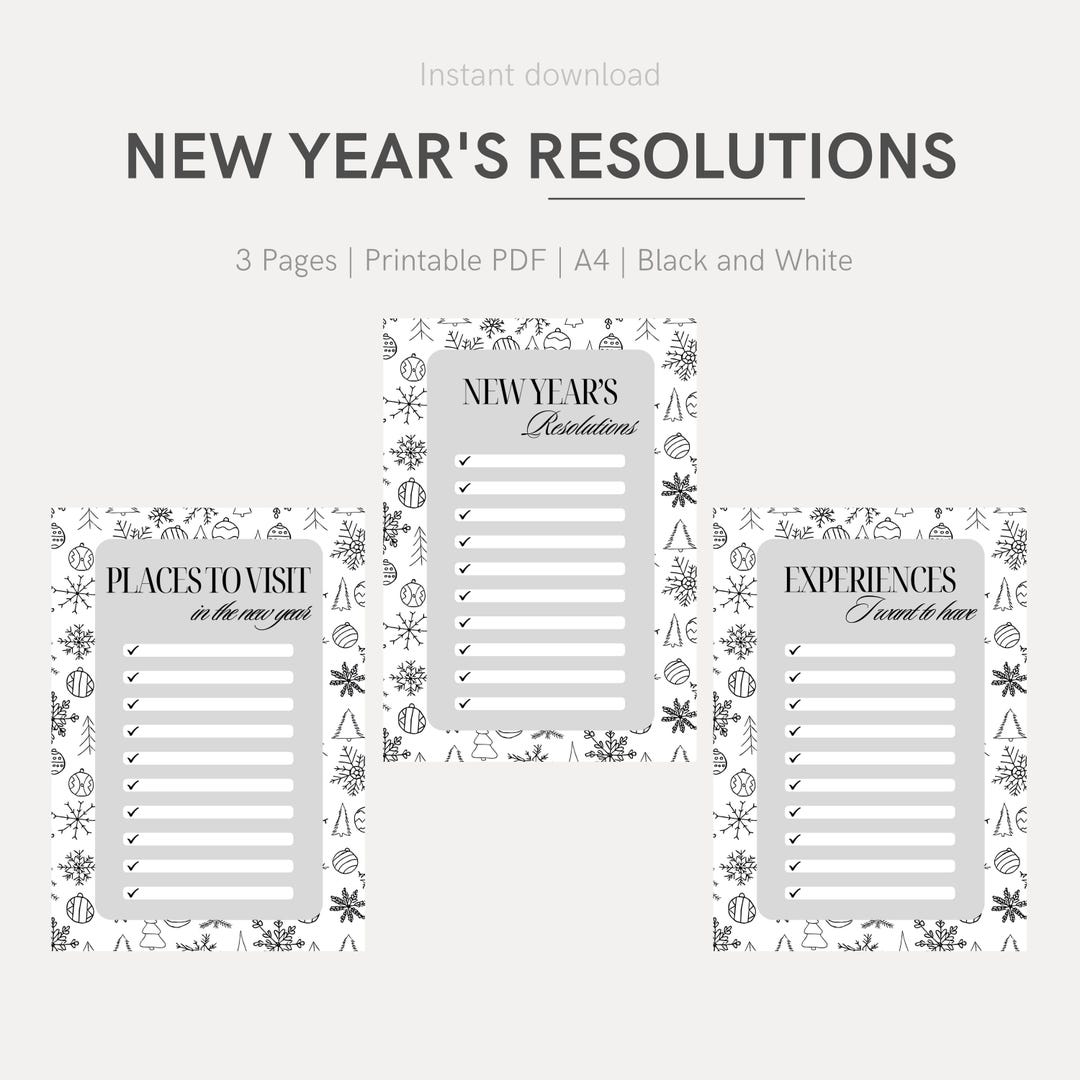 New Year Resolutions 2025 | A4 Format | Printable PDF | 3 Pages| for ...