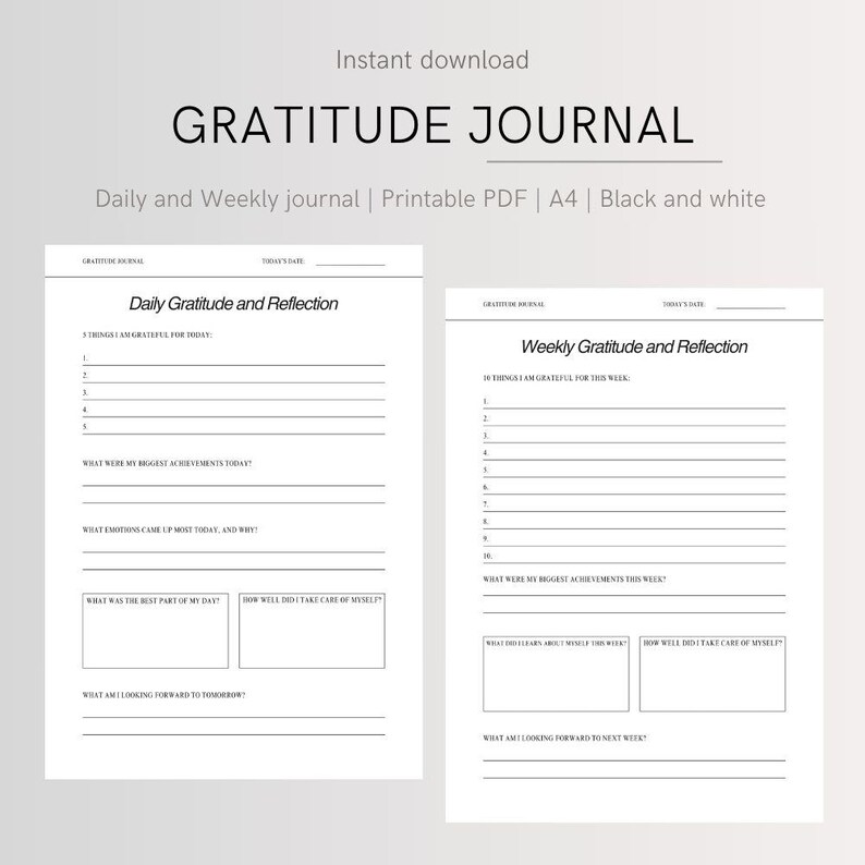 Gratitude Journal for Daily & Weekly Reflection | Printable PDF | A4 ...
