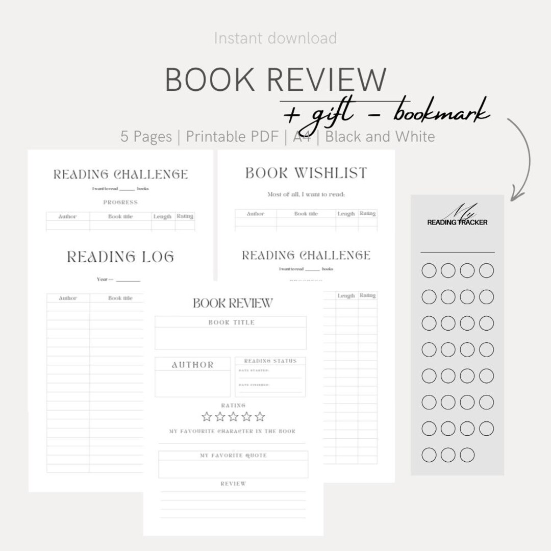Printable Black and White Reading Kit | Book Review, Reading Challenge ...