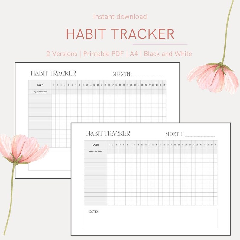 Minimalist Habit Tracker Printable Monthly Habit Tracker Printable A4 ...