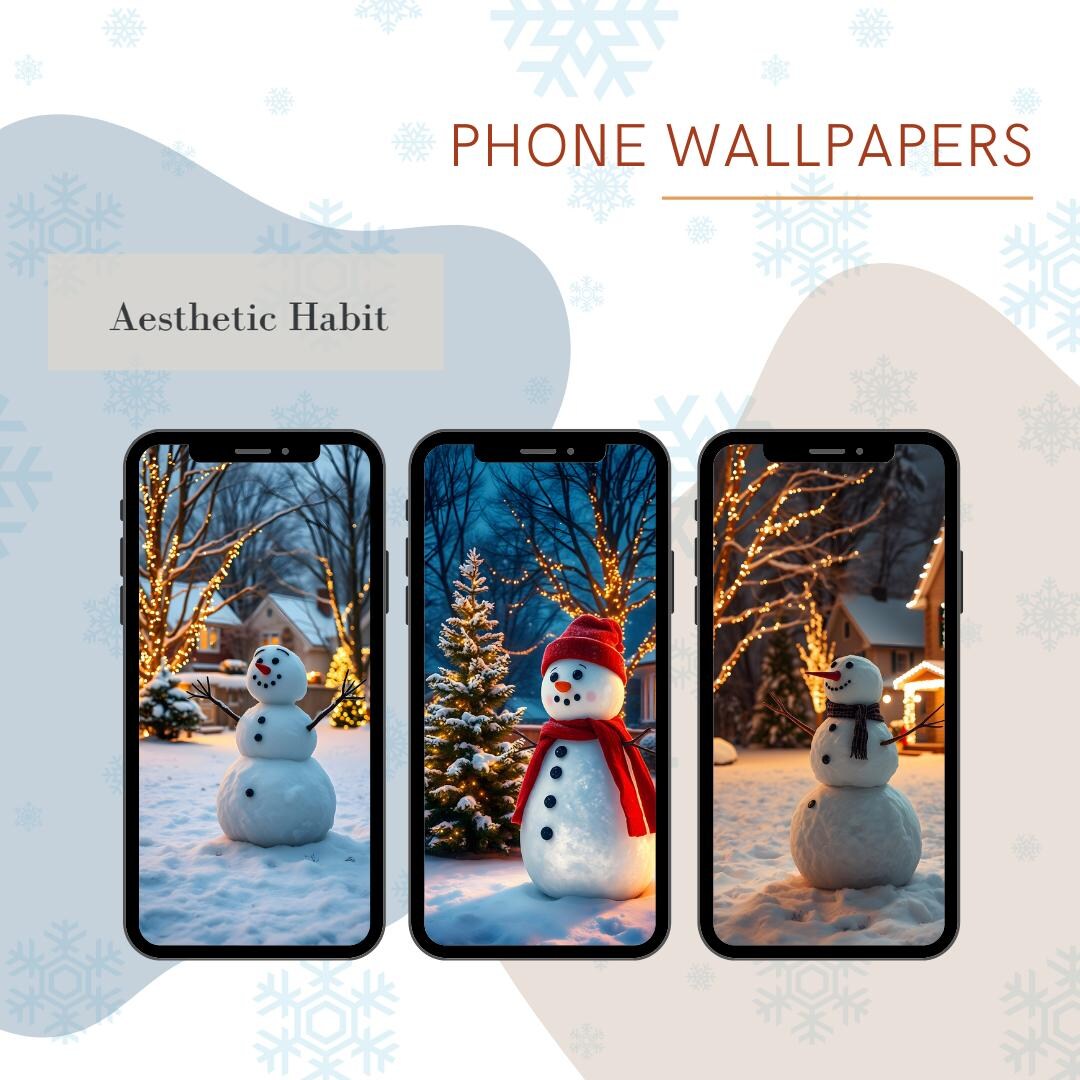 Christmas Phone Wallpapers With Snowman | Winter Smartphone Backgrounds ...