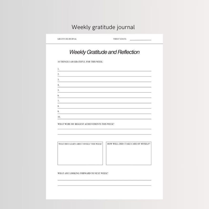 Gratitude Journal for Daily & Weekly Reflection | Printable PDF | A4 ...