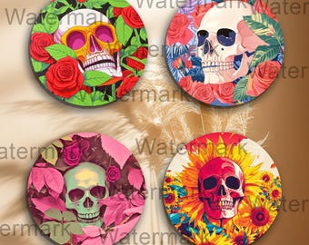 Skull Car Coaster Sublimation Design PNG, Car Coaster Designs, Round ...