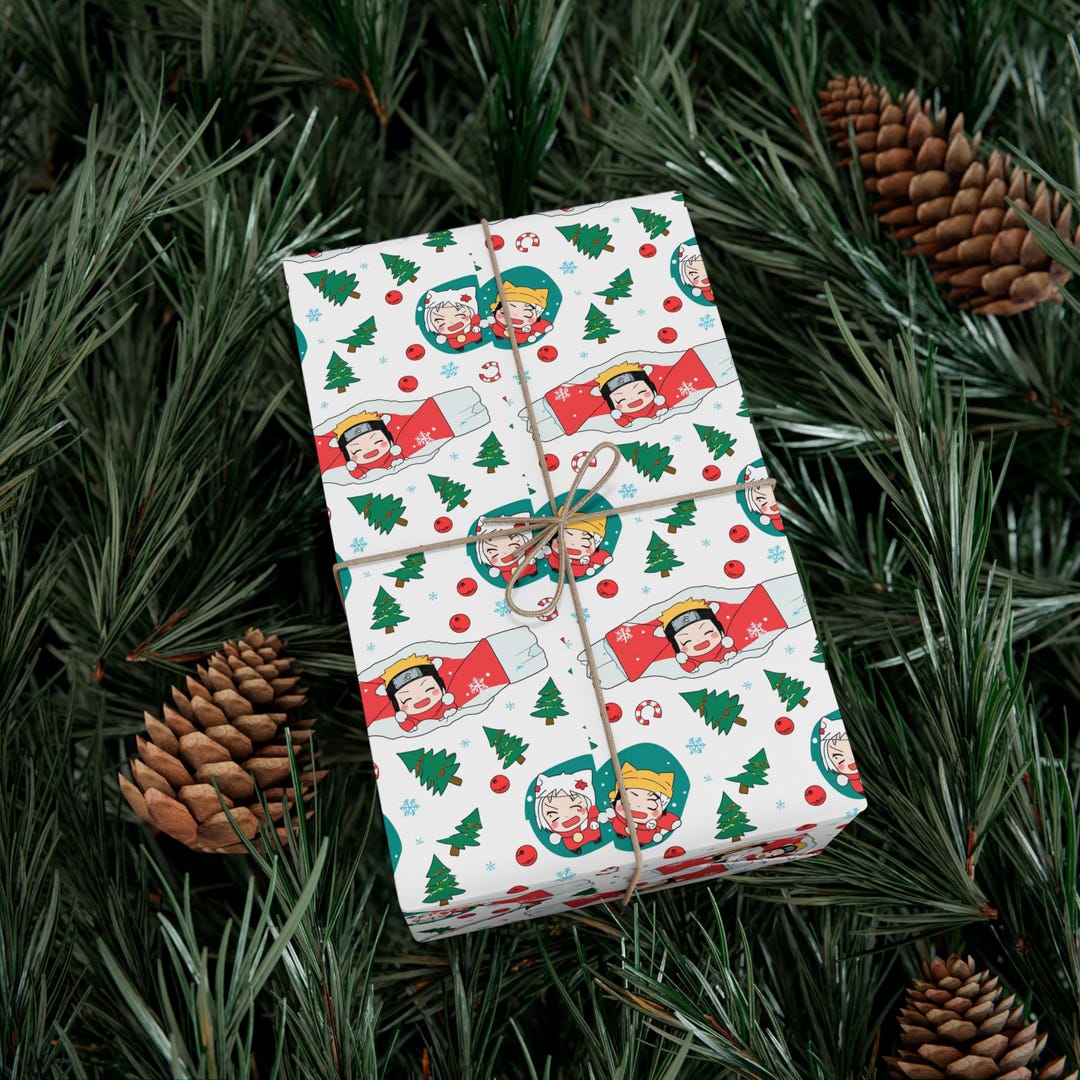 Naruto Inspired Christmas Wrapping Paper, Naruto Anime Wrap,festive ...
