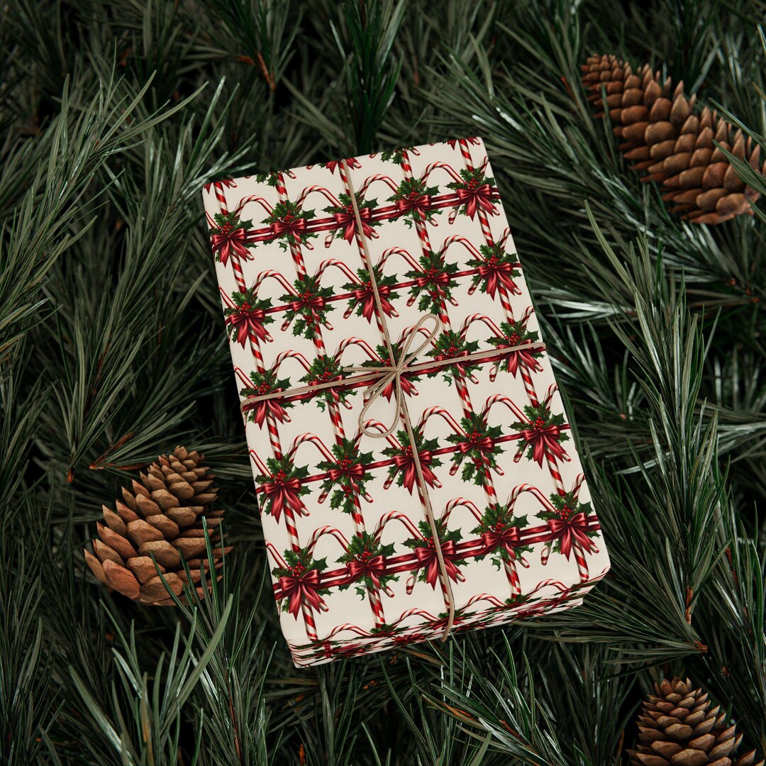 Croquet Candy Cane Christmas Style,holiday Gift Wrapping,red and White ...