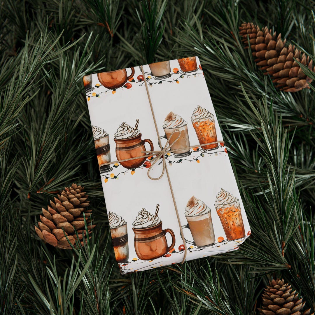 Holiday Coffee Christmas Wrapping Papers, Festive Gift Wrap, Xmas ...