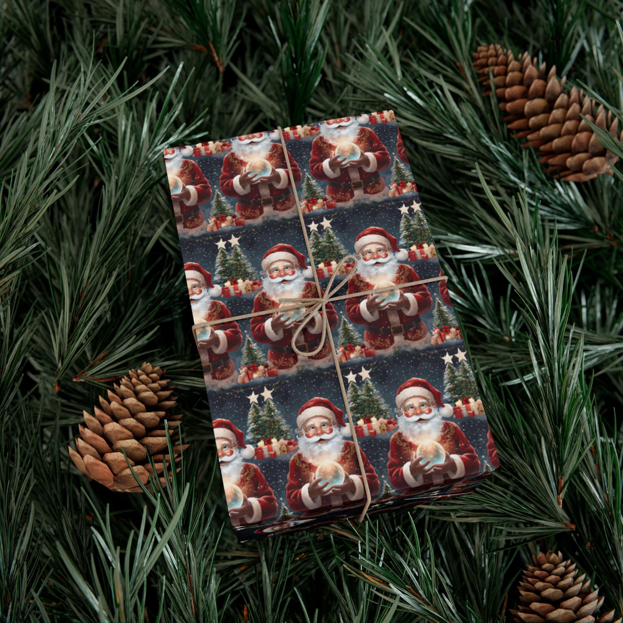 Santa Wrapping Paper, Glowing Globe Christmas Wrap,unique Xmas Wrap ...