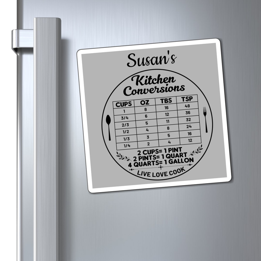 Kitchen Fridge Conversion Chart Magnets Square CUSTOM - Etsy