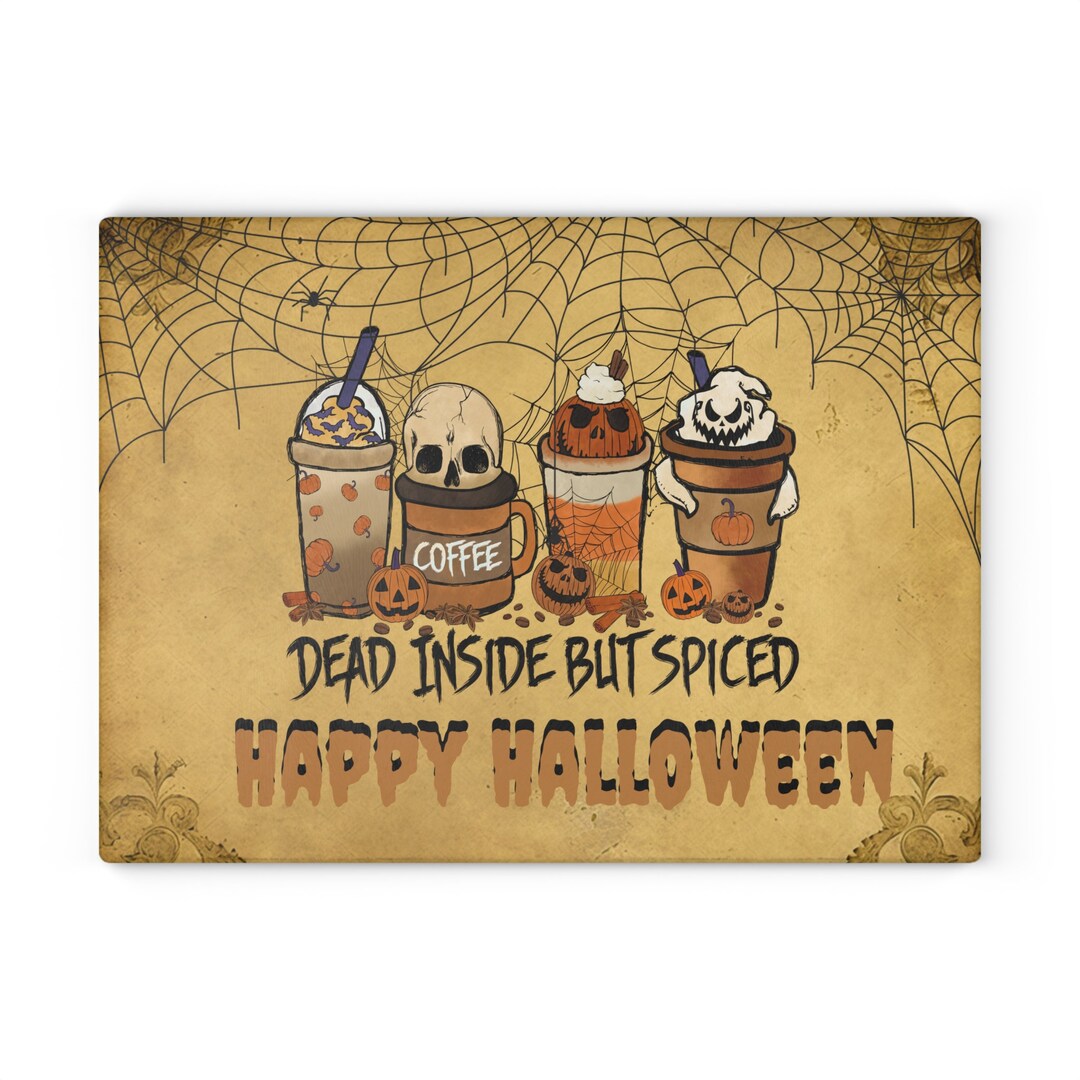 Dead Inside but Spiced Coffee Latte Skull Spiderweb Happy - Etsy
