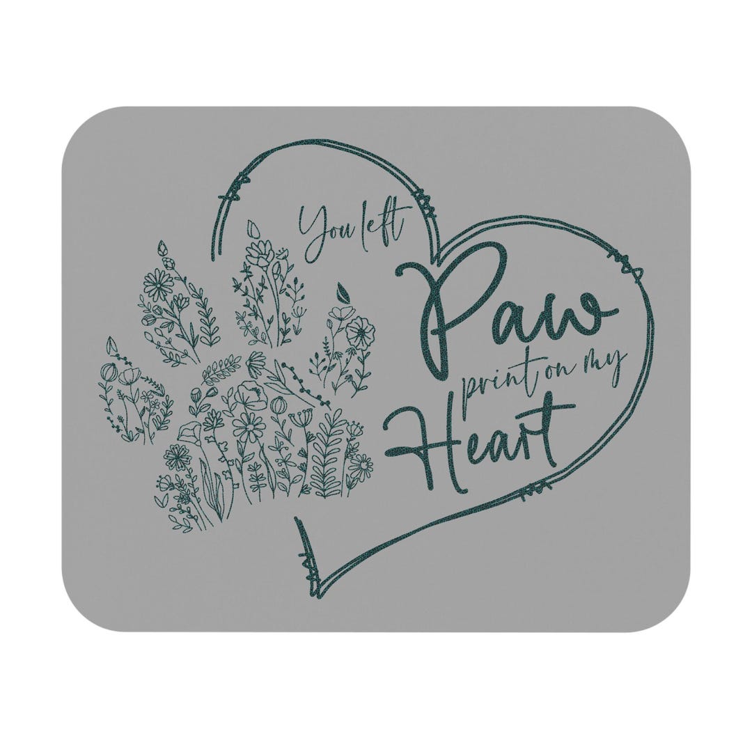 Paw Print on My Heart Mouse Pad, Cute Desk Accessory, Office Gift ...