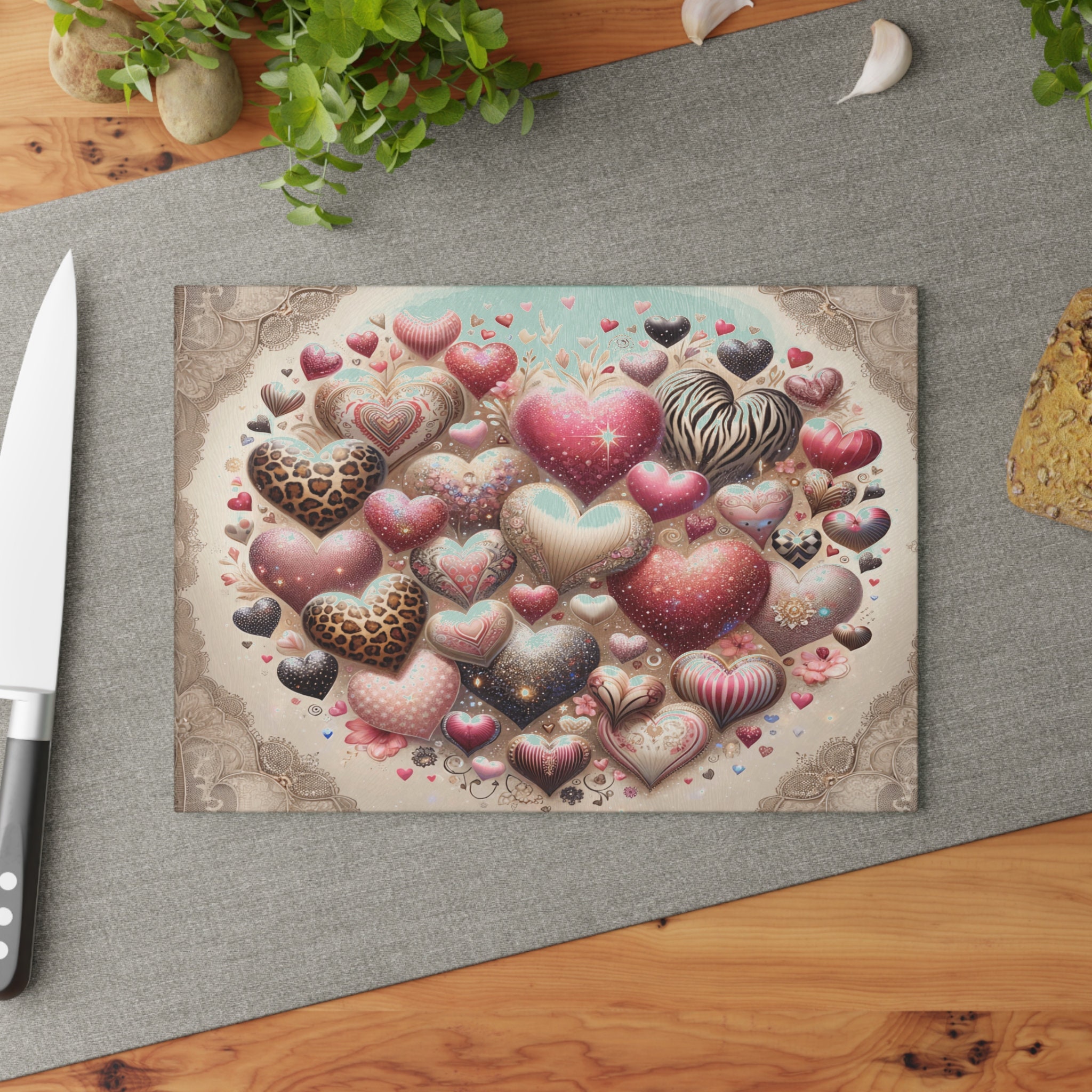 Jungle Animal Heart Shaped Heart Valentine Glass Cutting Board - Etsy