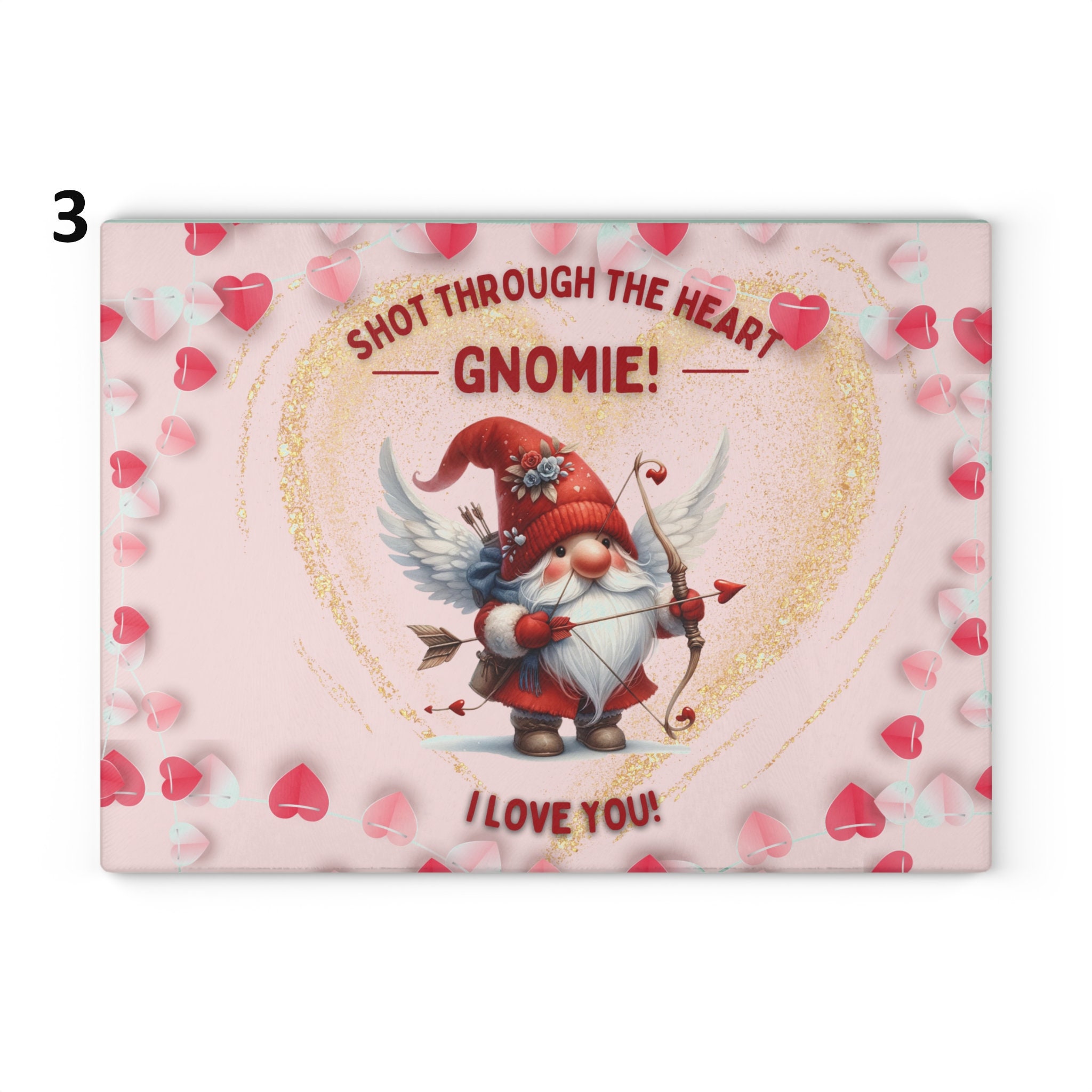 Sweet Gnome Valentine Glass Cutting Boards 8 Different Designs to ...