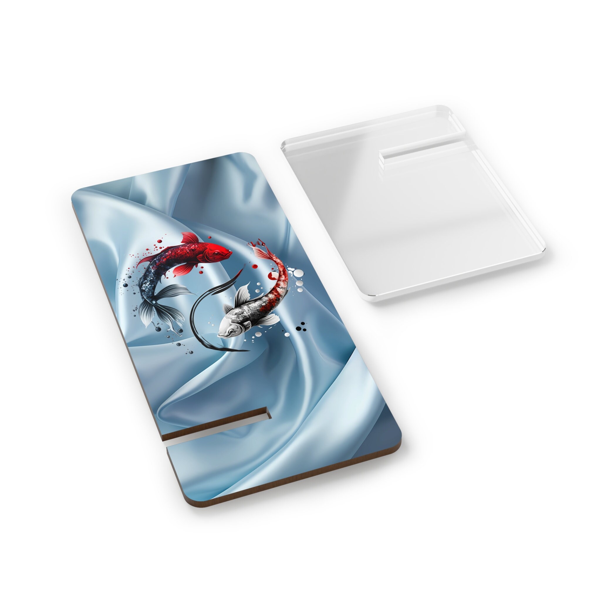Koi Fish Yin-yang Satin Background Mobile Display Stand for Iphones ...