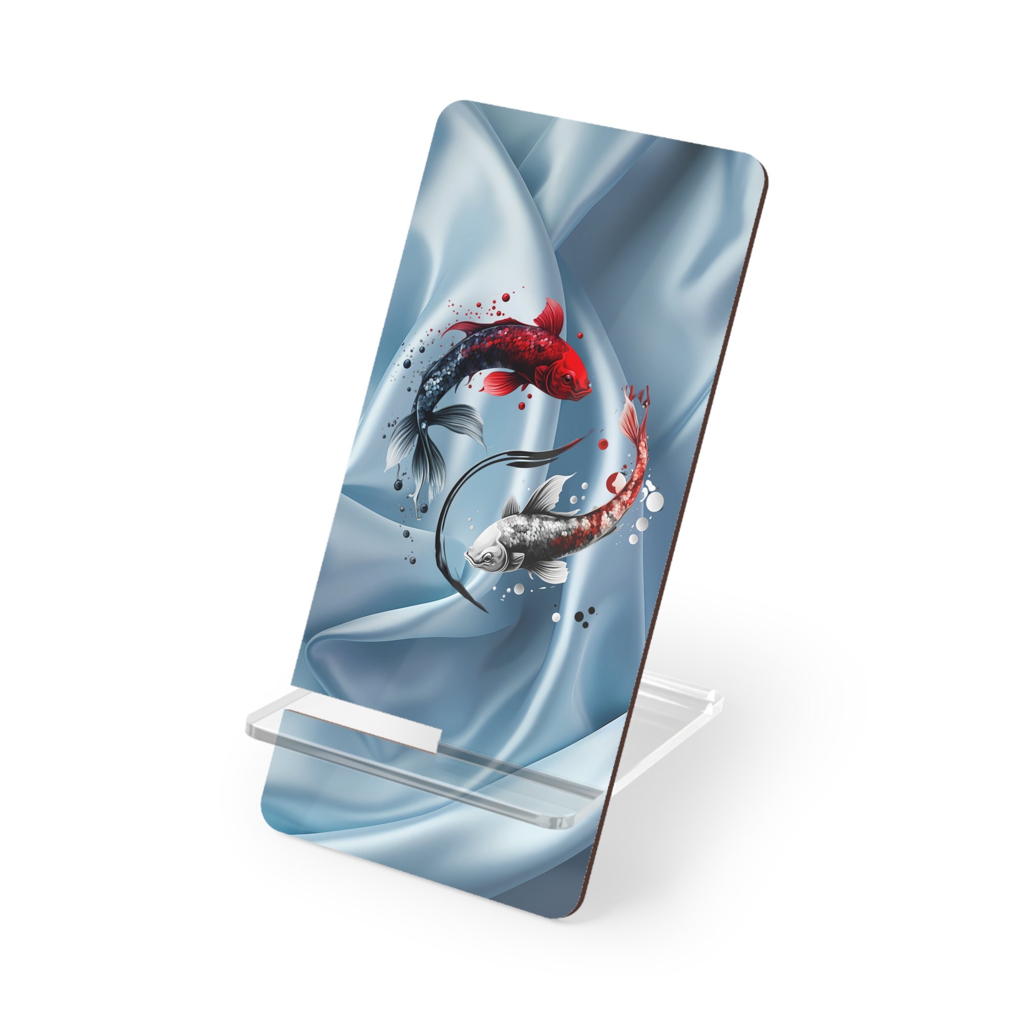 Koi Fish Yin-yang Satin Background Mobile Display Stand for Iphones ...