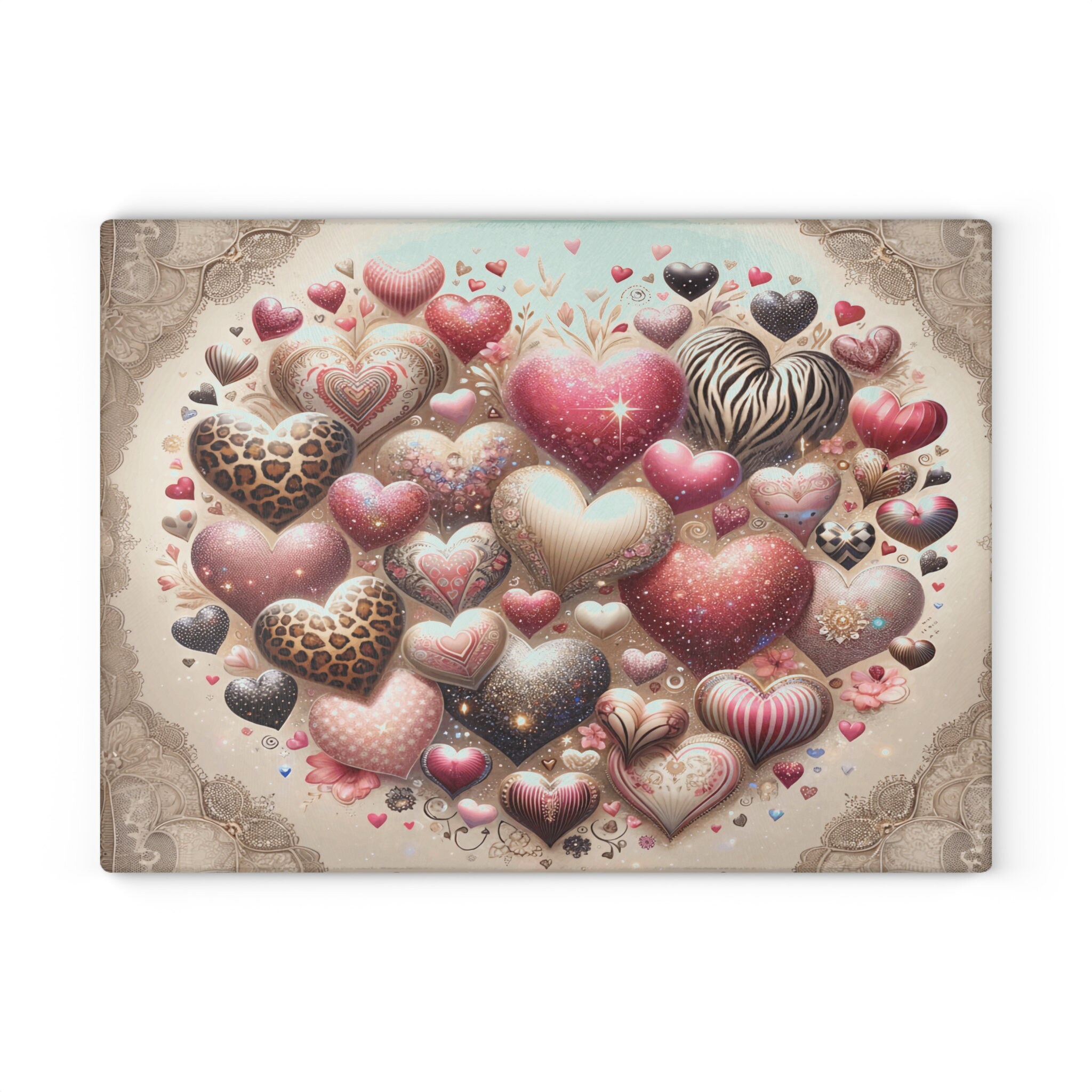 Jungle Animal Heart Shaped Heart Valentine Glass Cutting Board - Etsy