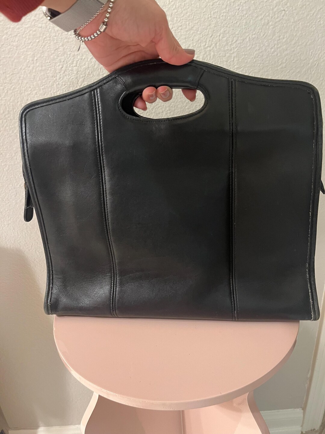 Vintage COACH #9995 Black Leather "zip Top Shopper" Tote - Etsy