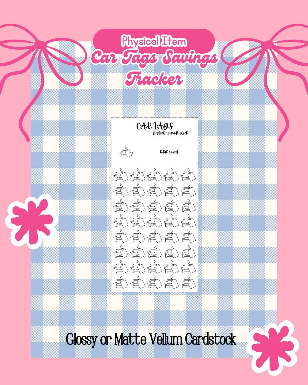 LAMINATED Car Tags Tracker | Cardstock Savings Tracker | Low Income ...