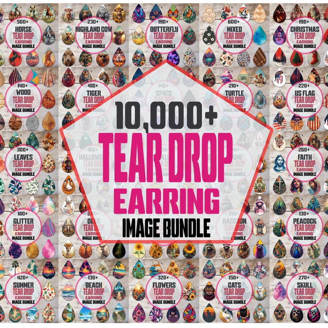 Mega Tear Drop Earring Sublimation Design Bundle, Earring Bundle ...