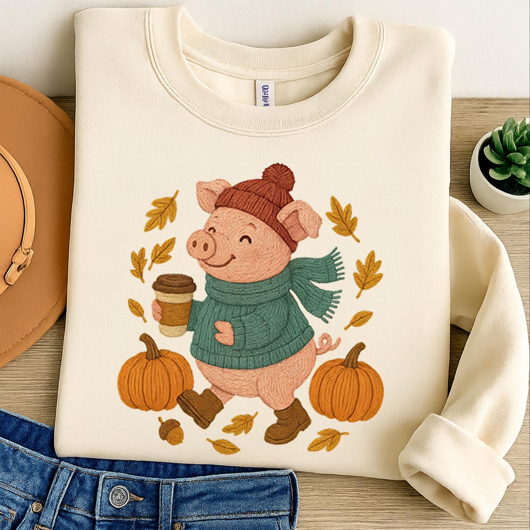 Autumn Pig Png, Fall Coquette Png, Girly Autumn Png, Pumpkin Season Png ...