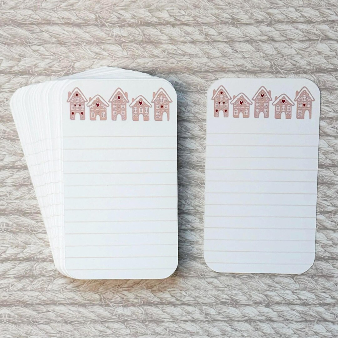 Mini Notes - Gingerbread Houses With Lines - Notecard Sets 25/50/75/100 ...