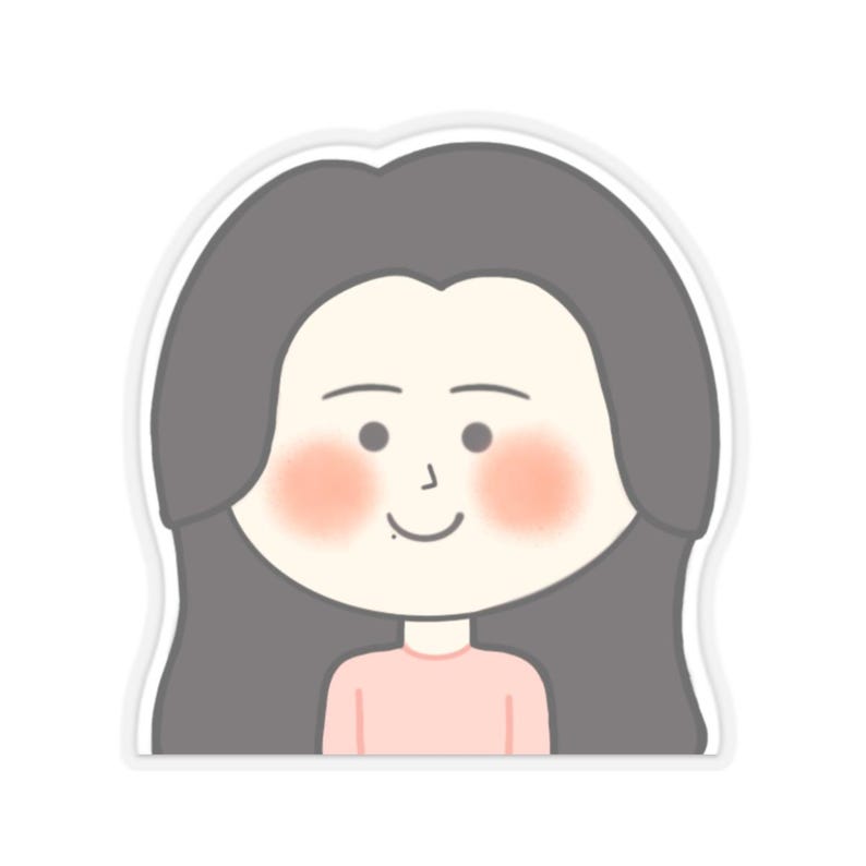 Pink Cute Animated Girl Kiss-cut Sticker, Adorable Decals, Cartoon ...