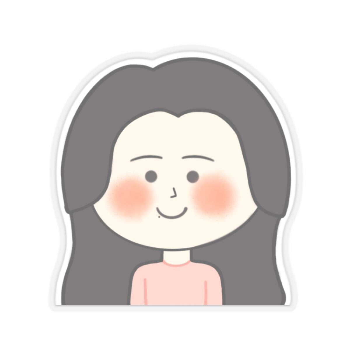 Pink Cute Animated Girl Kiss-cut Sticker, Adorable Decals, Cartoon ...