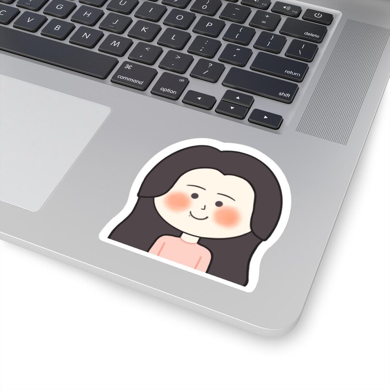 Pink Cute Animated Girl Kiss-cut Sticker, Adorable Decals, Cartoon ...