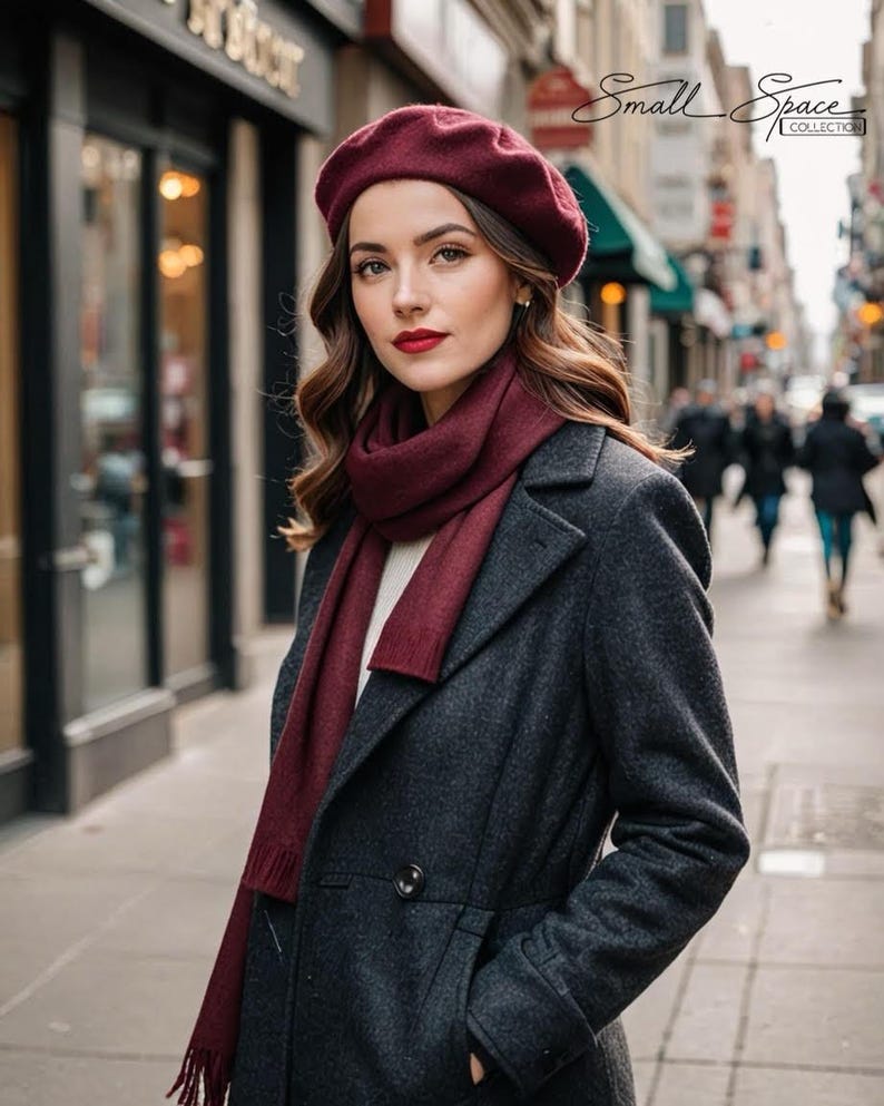 100% Alpaca Wool Beret in Burgundy, off White, Black, Red, Brown, Tan ...