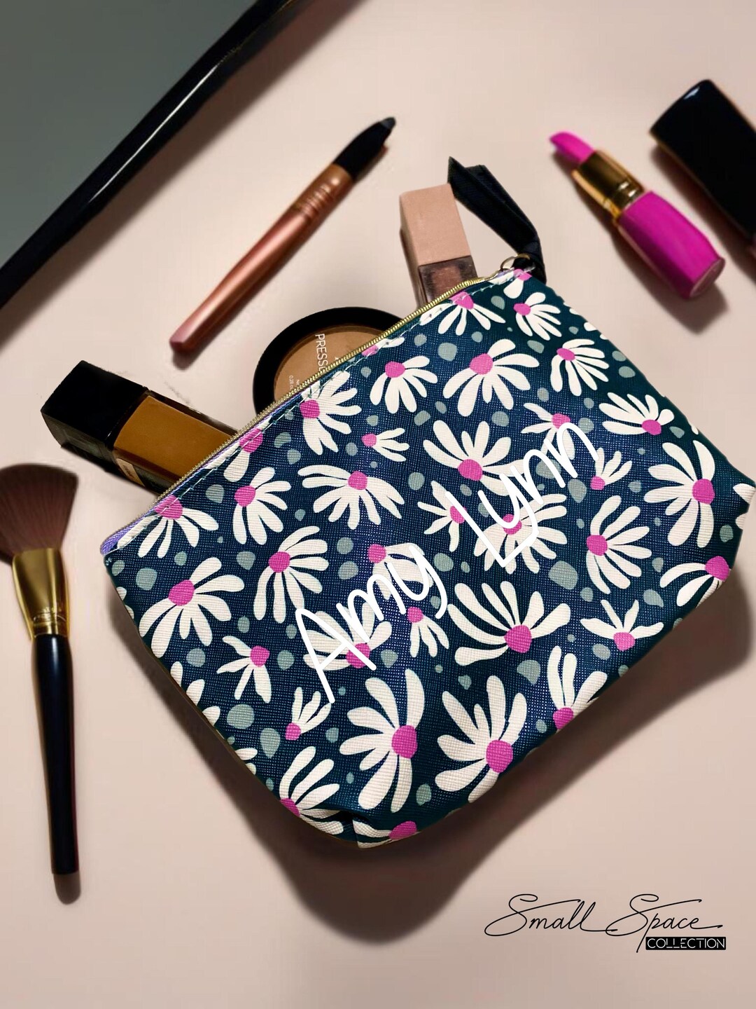 Colorful Flower Canvas Makeup Bag, Make up Pouch, Bridesmaid Gifts ...