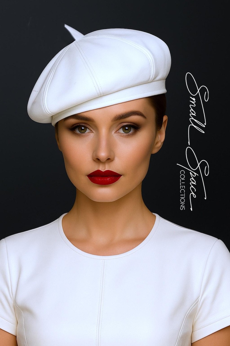 Leather Beret | French Vegan Leather Beret W/ A Band in Classic Black ...