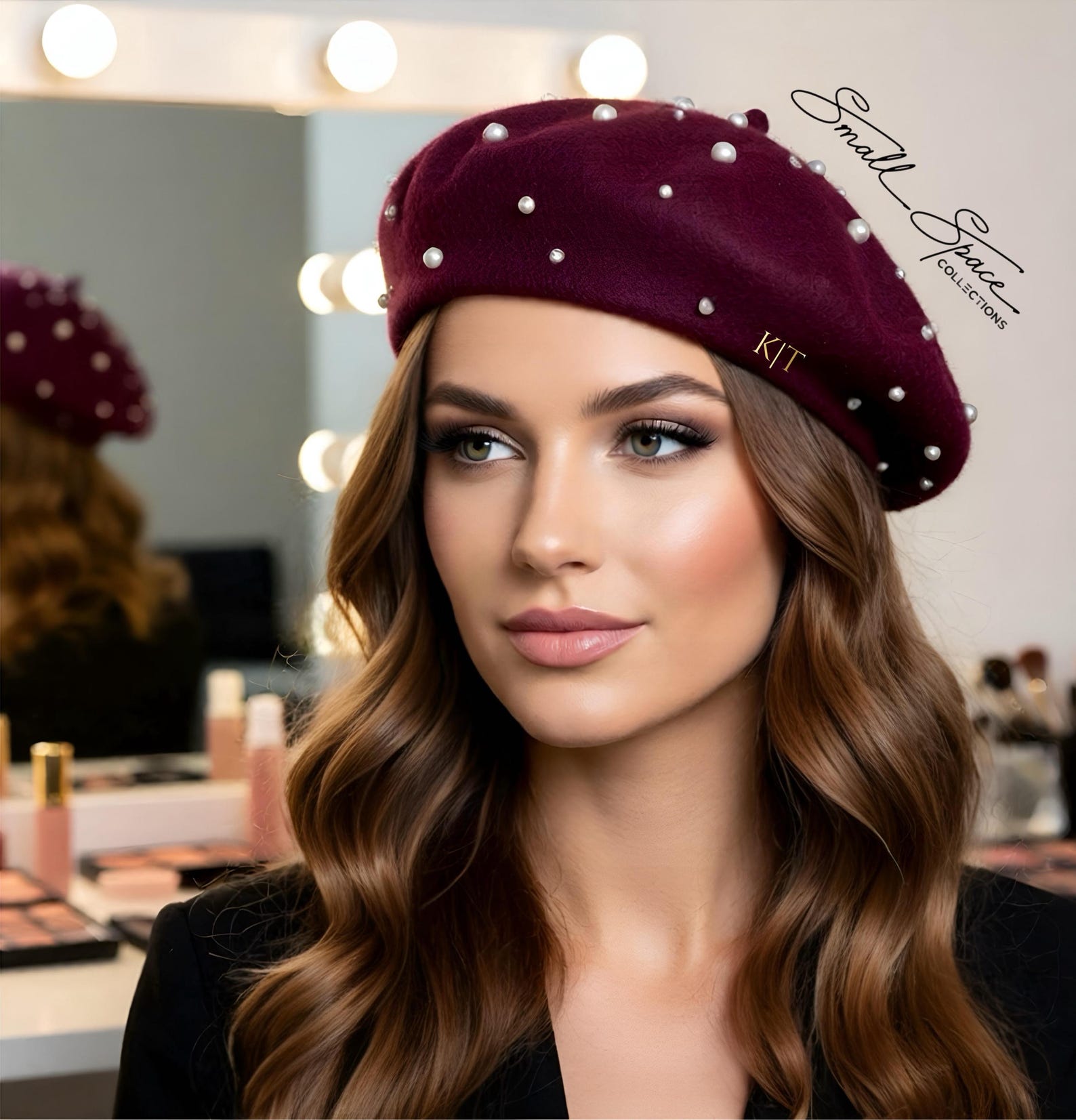 80% Wool Beret in Burgundy, off White, Black, Yellow, White, Purple, or ...