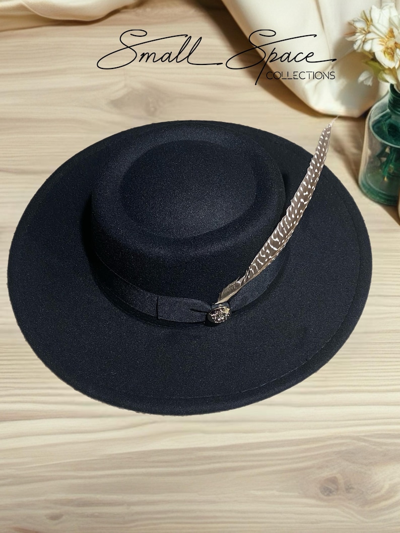Mint Green Felt Wide Brim Hat With Feather & Button | Options in ...