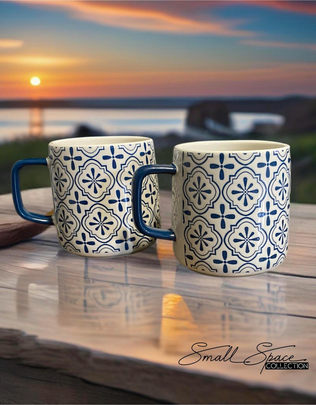 Farmhouse Ceramic Blue and White Coffee Cup Farmhouse Decor Vintage ...