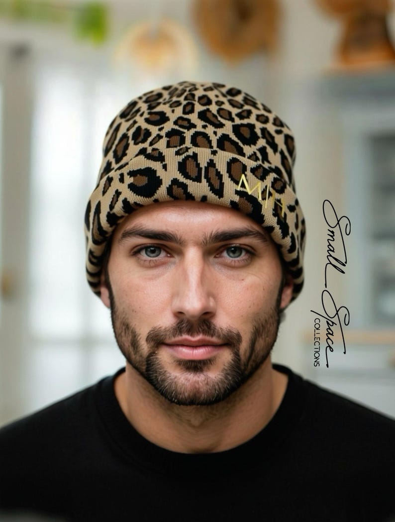 Trendy Leopard Print Knit Beanie Hat | Slouchy Style Skull Cap | Warm ...