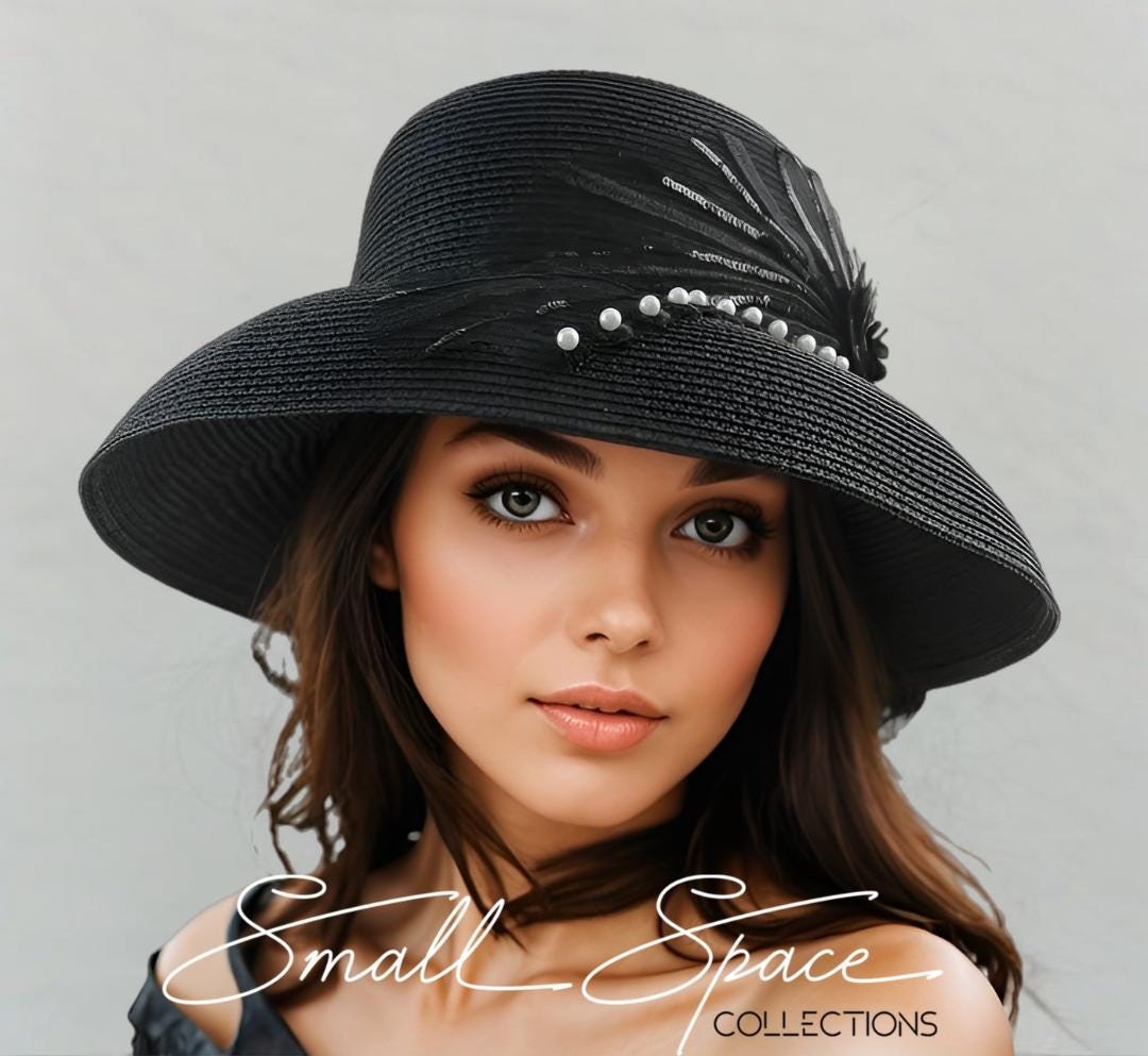 Audrey Hepburn Hat | Lampshade Hat Adorned With Feathers & Pearls ...