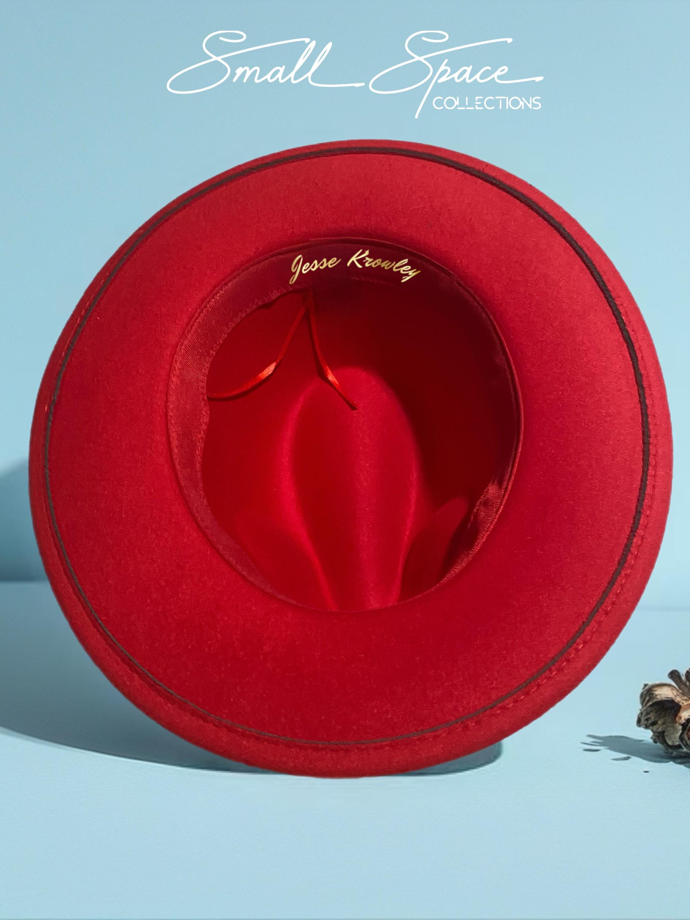 Red Felt Fedora Hat With Feather | Personalized Unisex Hat for Derby ...