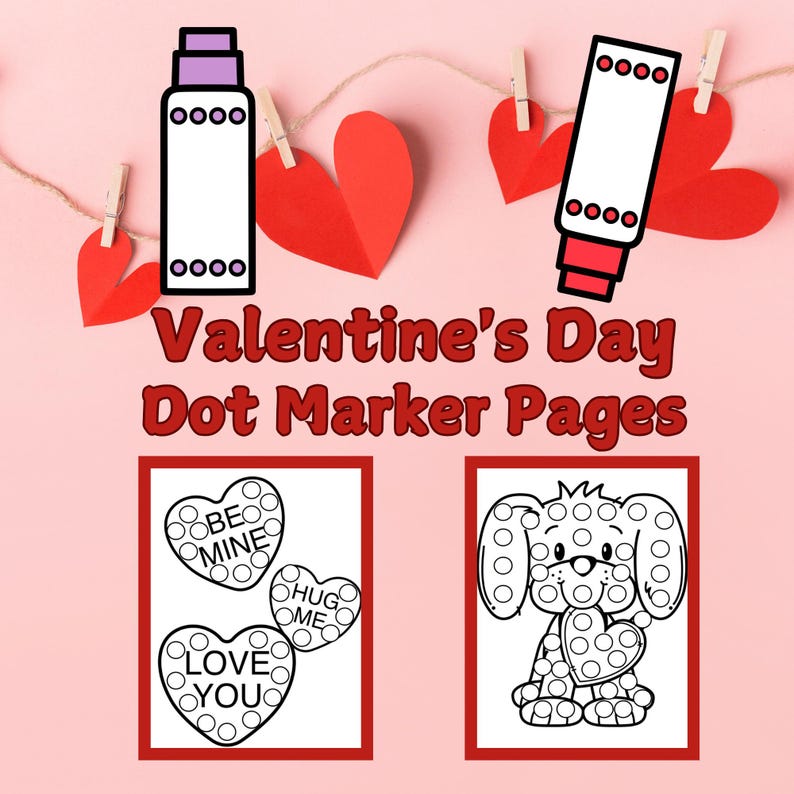 Valentine's Day Dot Marker Art Pages (printable) - Etsy