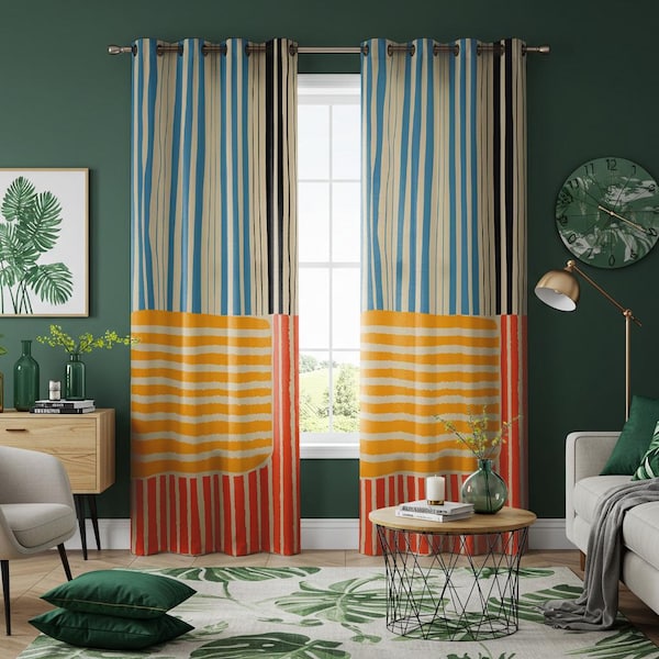 Colorblock Curtains - Etsy